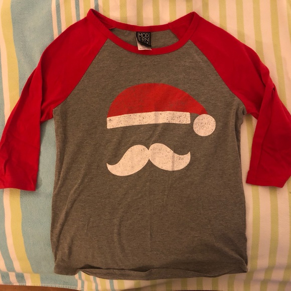 Modern Lux | Tops | Mustache Santa Baseball Shirt By Modern Lux Womens ...